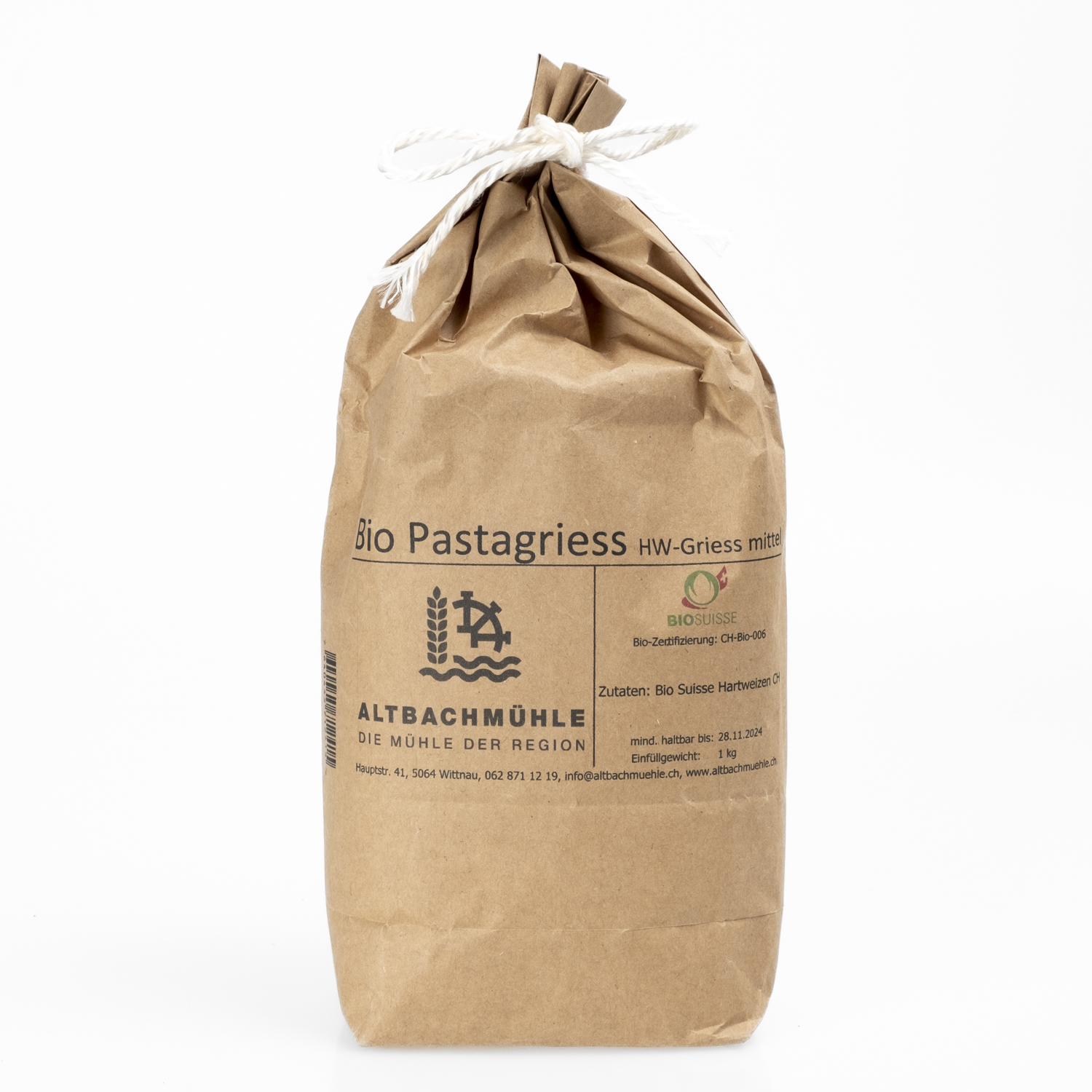 Pastagriess bio Switzerland 1kg (Typ 00) - schwarzenbach.ch
